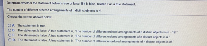 Solved Determine whether the statement below is true or | Chegg.com