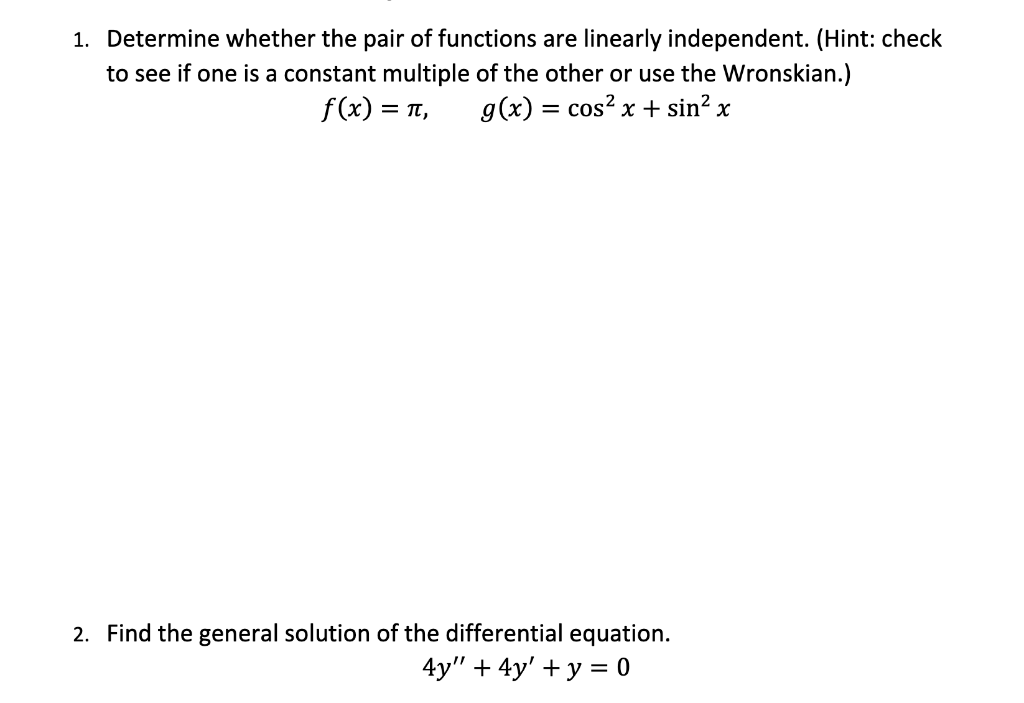 Solved 1. Determine whether the pair of functions are | Chegg.com