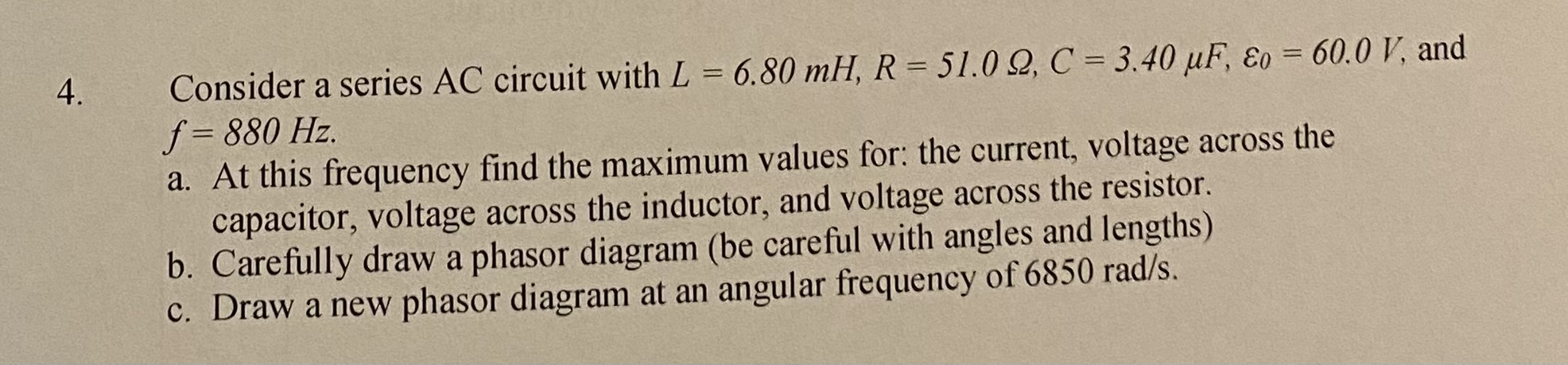 Solved Consider a series AC circuit with | Chegg.com