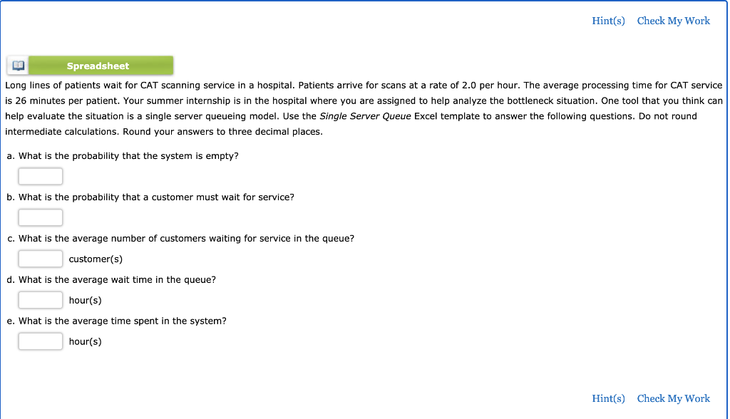 Solved Hint(s) Check My Work Spreadsheet Long lines of | Chegg.com