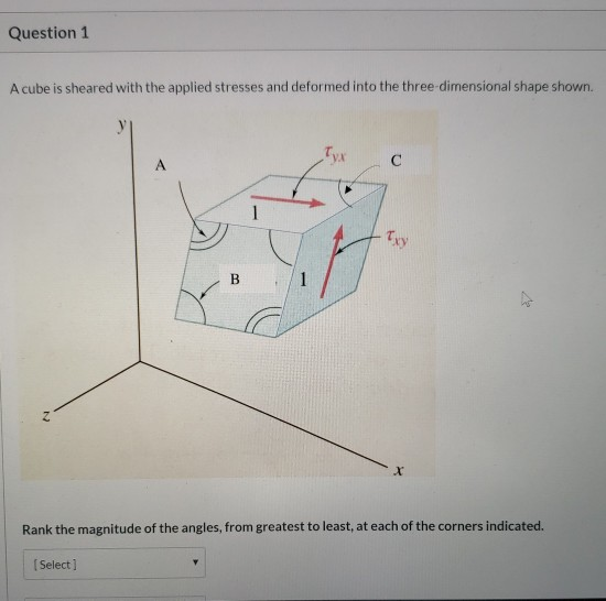 Solved Question 1 A cube is sheared with the applied | Chegg.com