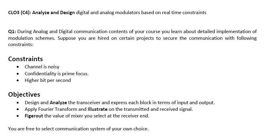 Solved CLO3 (C4): Analyze and Design digital and analog | Chegg.com