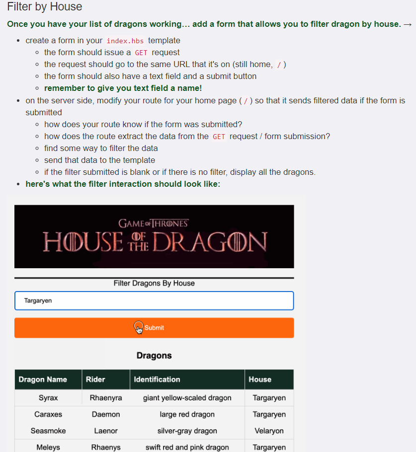 Once you have your list of dragons working... add a | Chegg.com