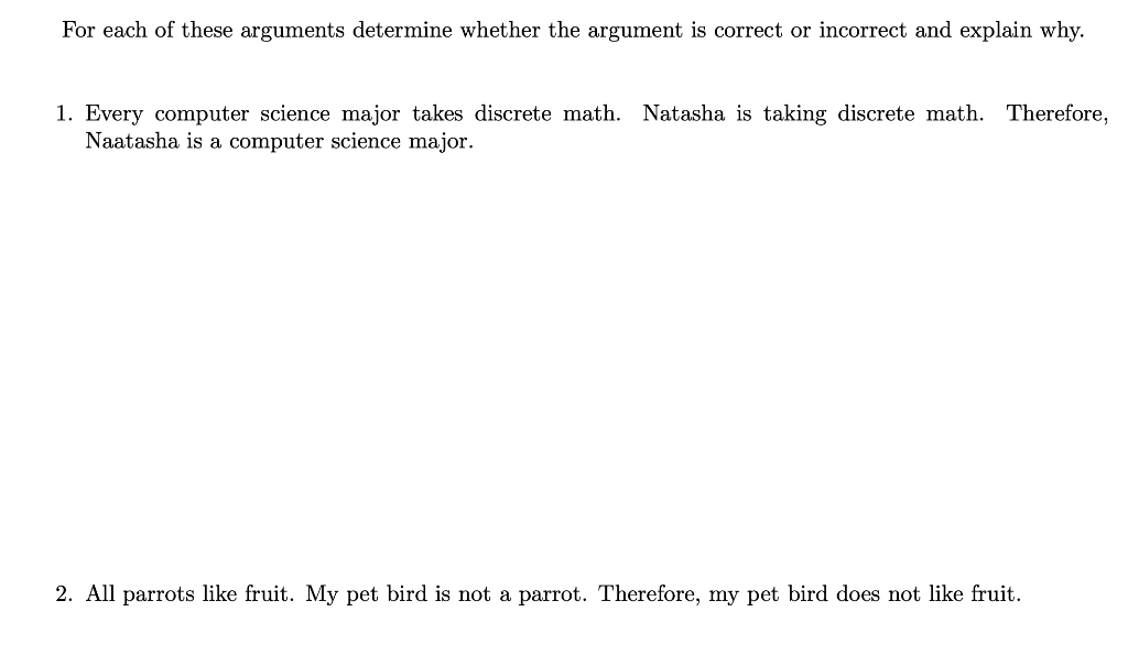 Solved For each of these arguments determine whether the | Chegg.com