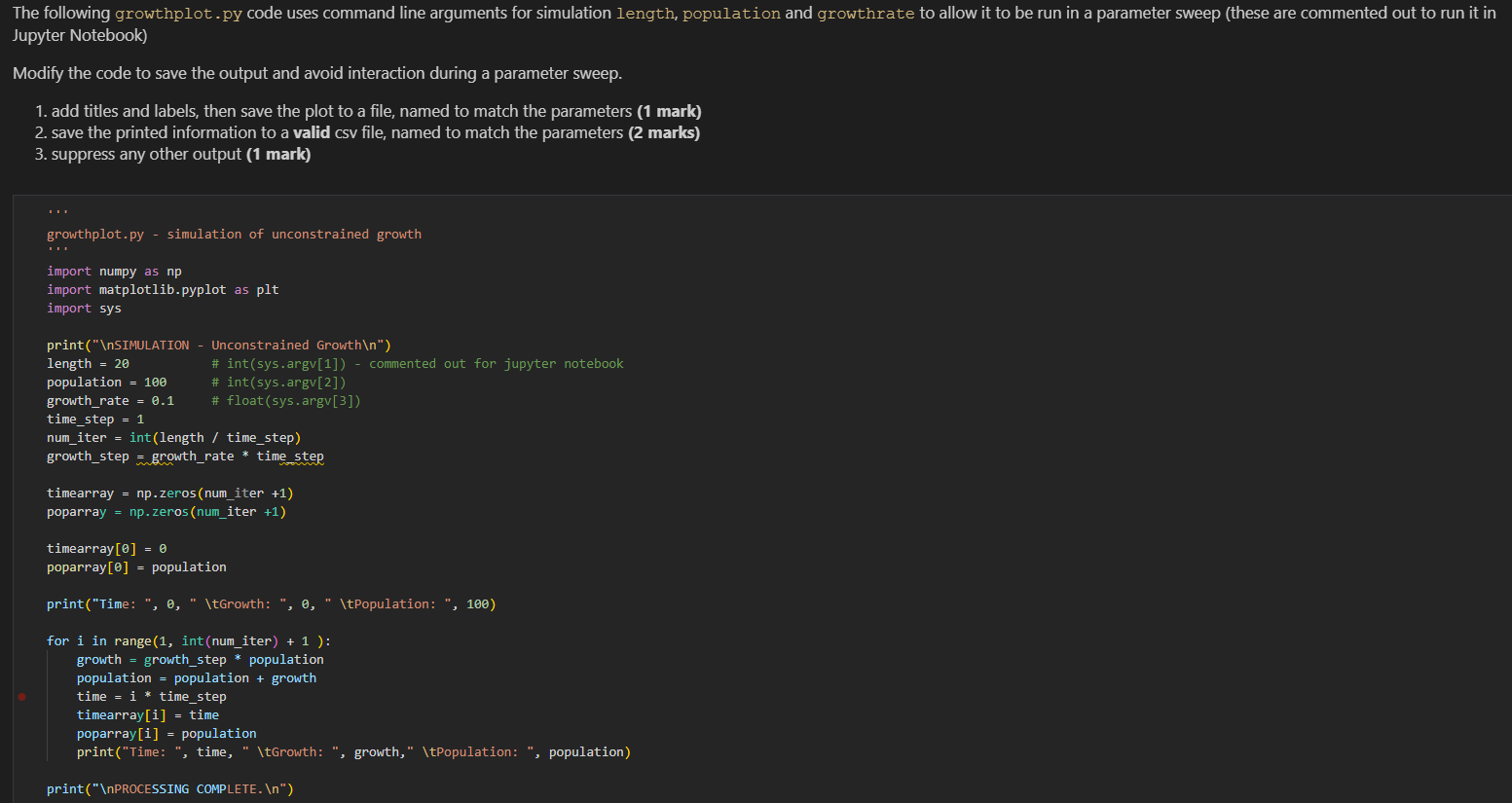 Solved The following growthplot.py code uses command line | Chegg.com