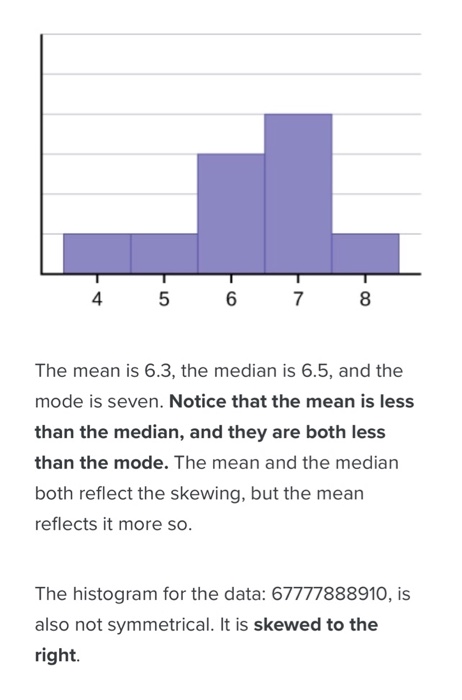 Solved It says mean in this distribution is 6.3 and median | Chegg.com