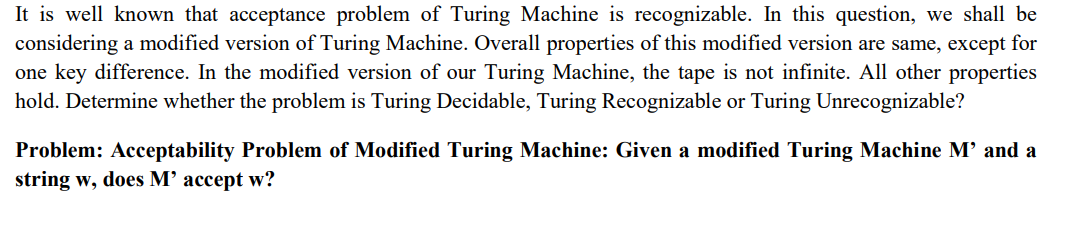 Solved It is well known that acceptance problem of Turing | Chegg.com
