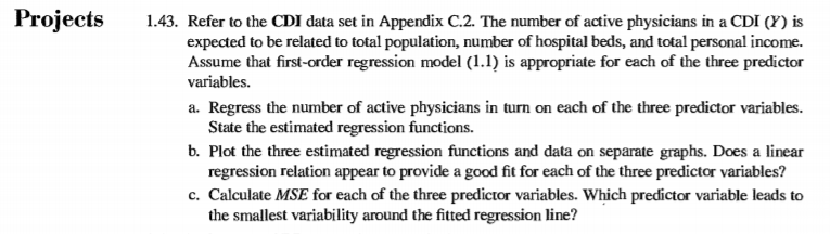 Solved 2.62. Refer to the CDI data set in Appendix C.2 and | Chegg.com