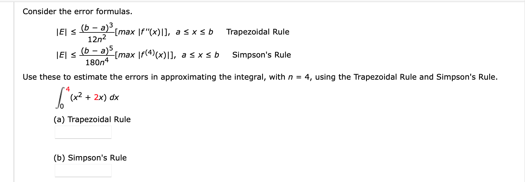 Solved Trapezoidal Rule Consider the error formulas. JEL s | Chegg.com
