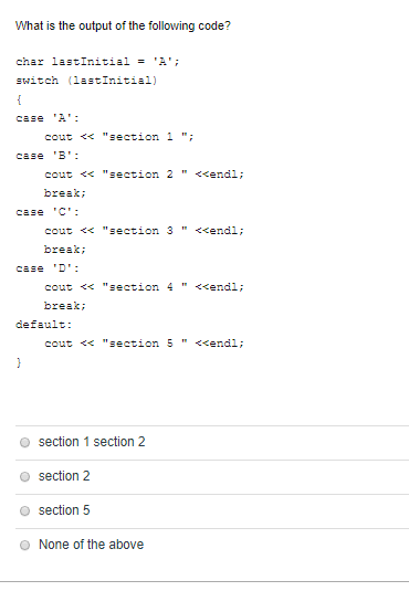 Solved What is the output of the following code? char | Chegg.com