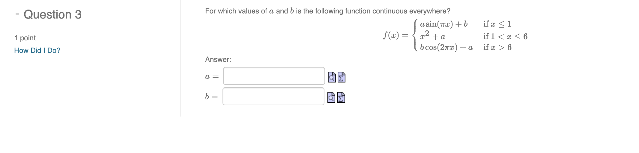 Solved Question 31 ﻿pointHow Did I Do?For which values of a | Chegg.com