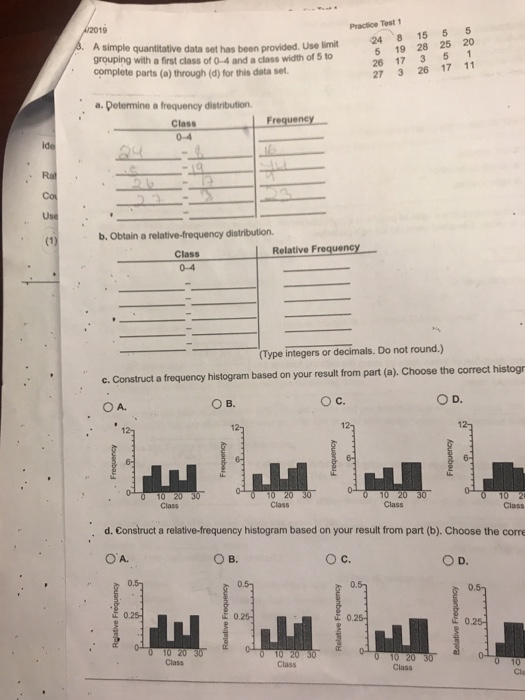 Solved 19 A simple quantitative data set has been provided. | Chegg.com