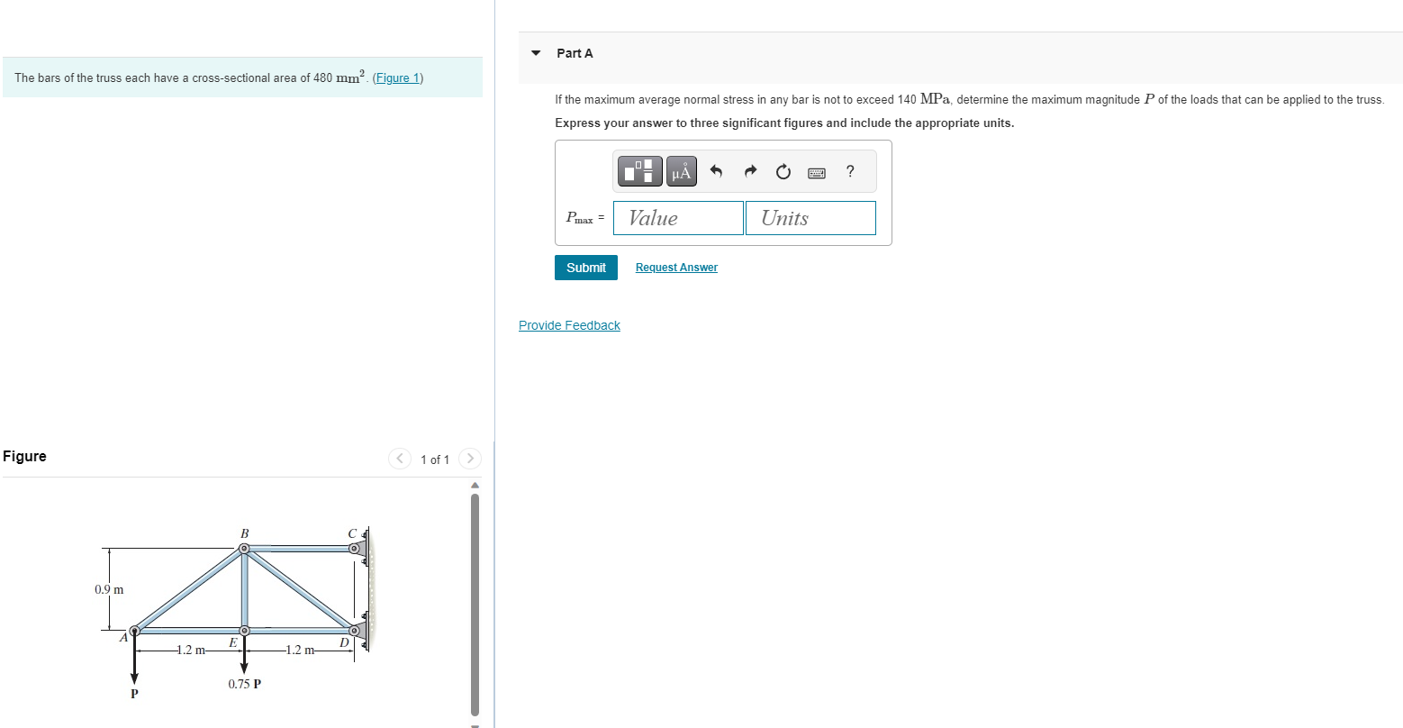 Solved The bars of the truss each have a cross-sectional | Chegg.com