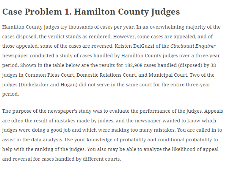 Solved Hamilton County judges try thousands of cases per | Chegg.com