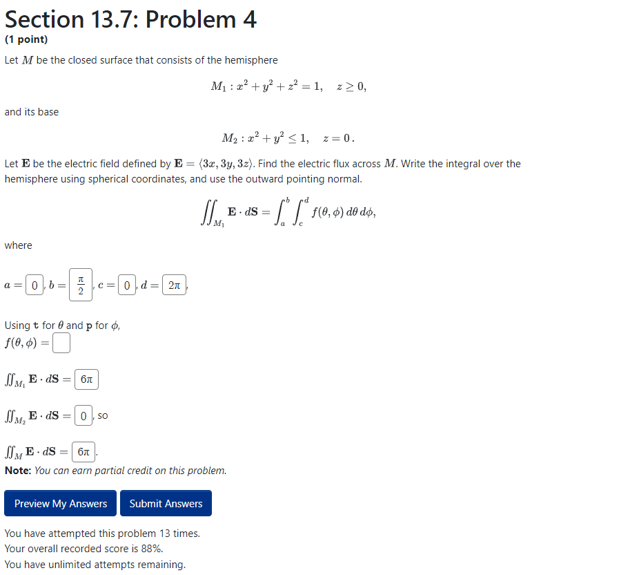 Solved Section 13.7: Problem 4(1 ﻿point)Let M ﻿be the closed | Chegg.com
