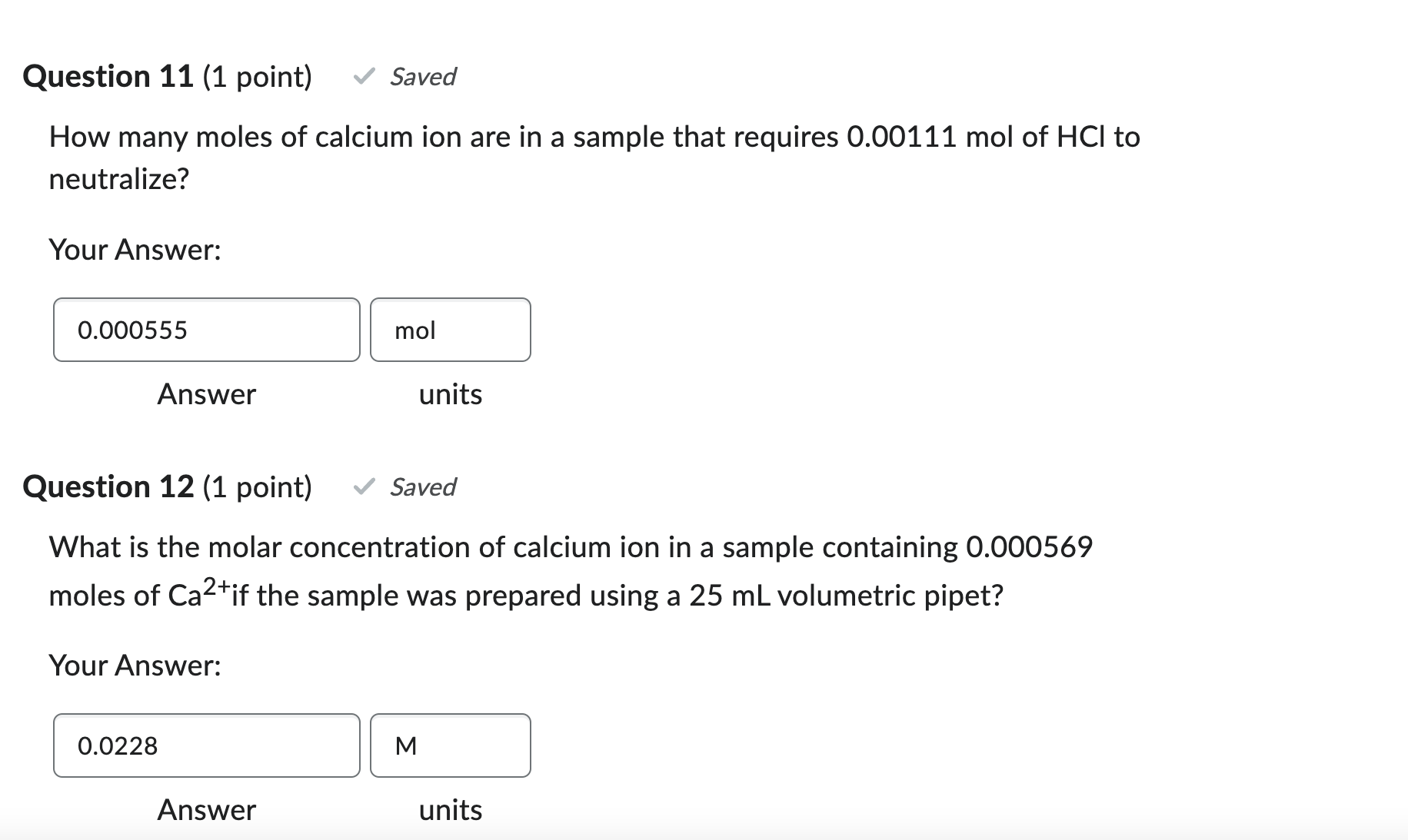 Solved How many moles of calcium ion are in a sample that | Chegg.com
