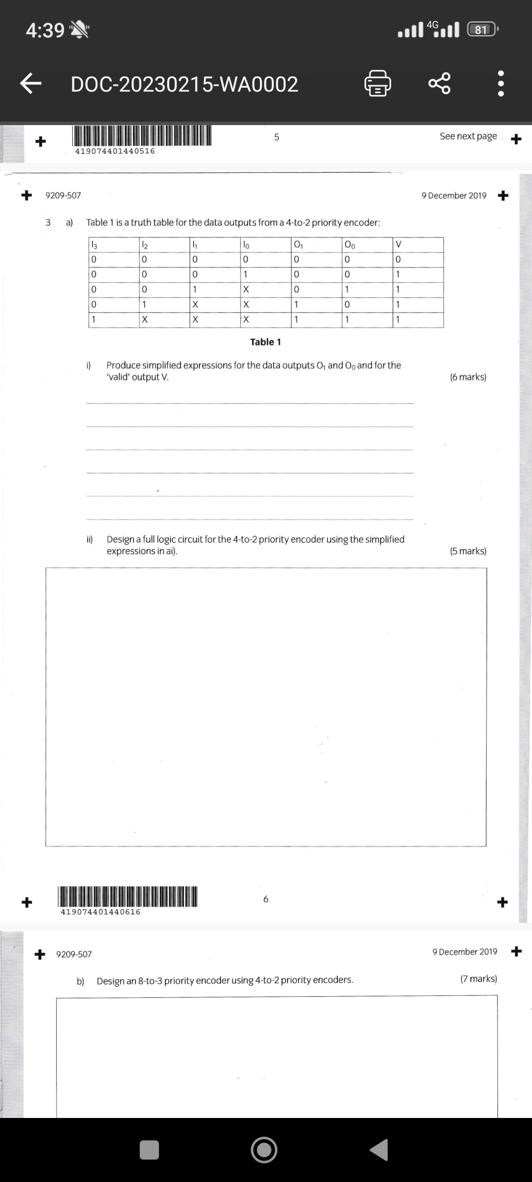 Solved a) Table 1 is a truth table for the data outputs from | Chegg.com