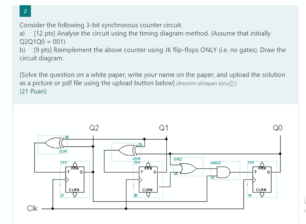 Solved 2 Consider the following 3-bit synchronous counter | Chegg.com