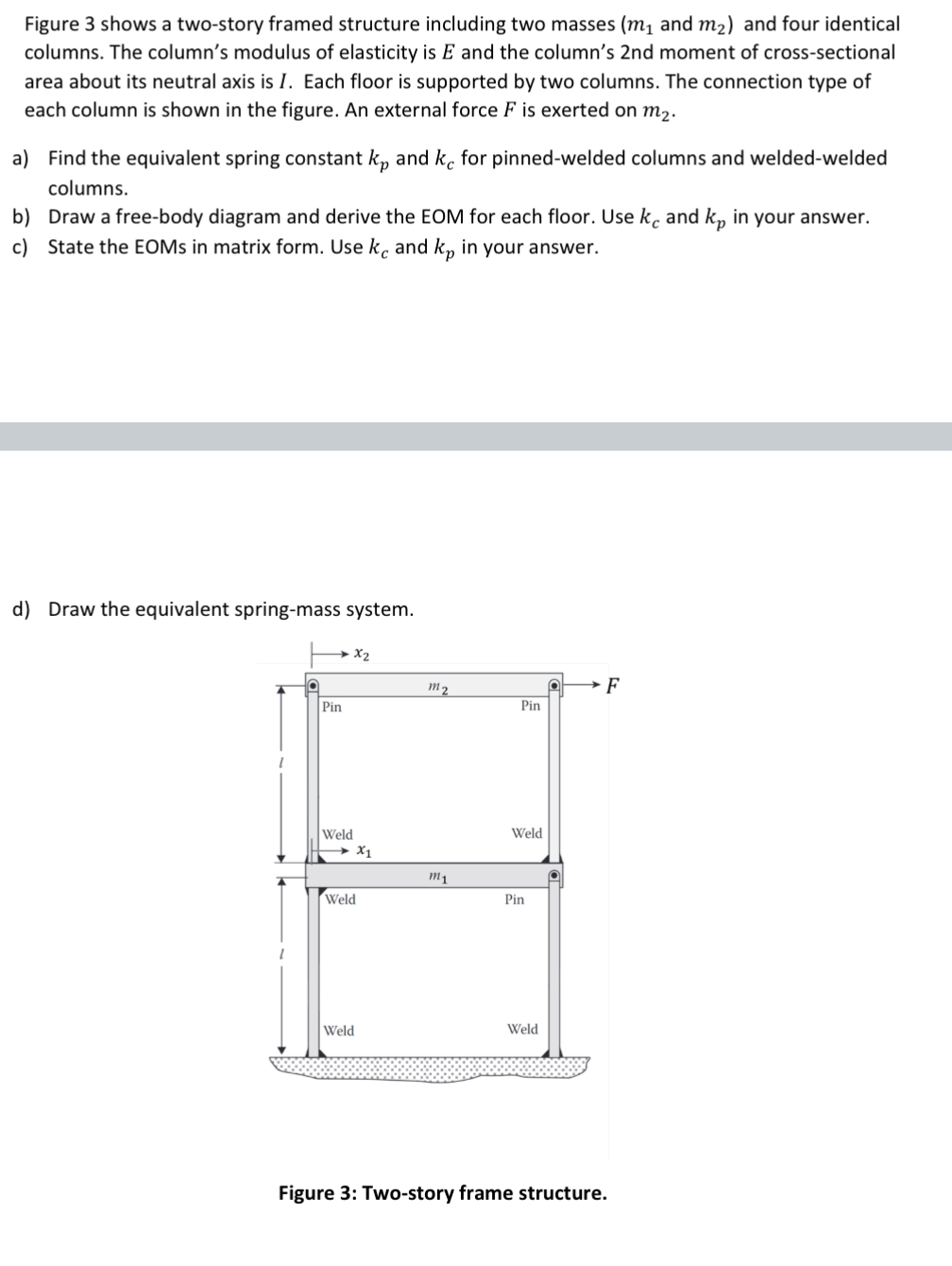 Solved Figure 3 ﻿shows a two-story framed structure | Chegg.com
