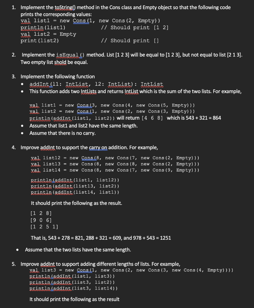 Implement a list class and use the class to represent | Chegg.com