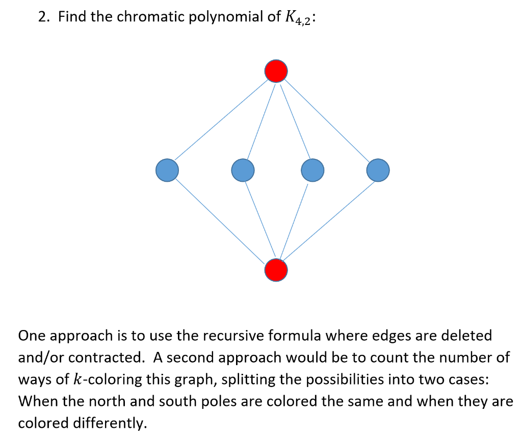 Solved 2. Find the chromatic polynomial of K4.2: One | Chegg.com