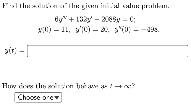 Find the solution of the given initial value problem. | Chegg.com