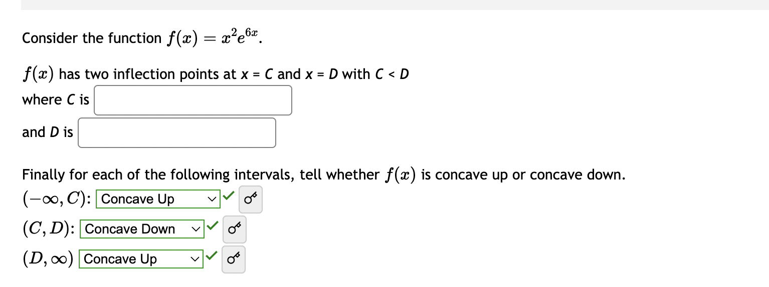 Solved Consider the function f(x)=x2e6x f(x) has two | Chegg.com