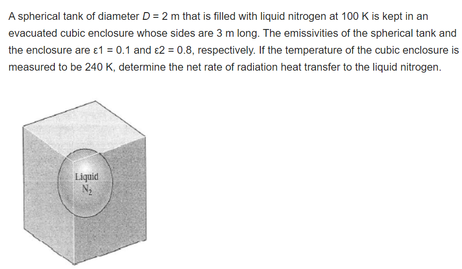 Solved A spherical tank of diameter D = 2 m that is filled | Chegg.com
