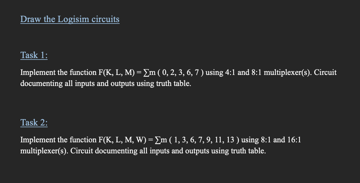 Solved Draw the Logisim circuits | Chegg.com