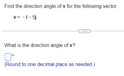 Solved Find the direction angle of v for the following | Chegg.com