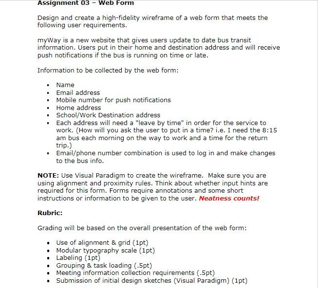 Solved Assignment 03 - Web Form Design and create a | Chegg.com