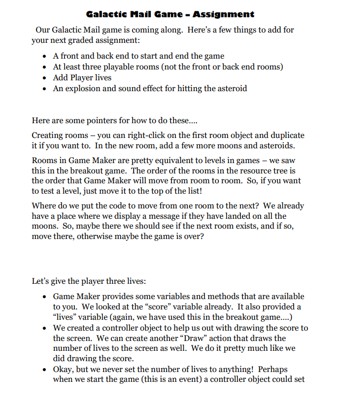 Solved Galactic Mail Game - Assignment Our Galactic Mail | Chegg.com