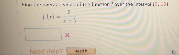 Solved Find the average value of the function f over the | Chegg.com