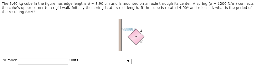 Solved The 3.40 kg cube in the figure has edge lengths d = | Chegg.com