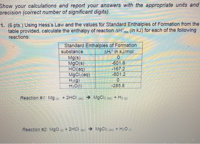 Solved Show your calculations and report your answers with | Chegg.com