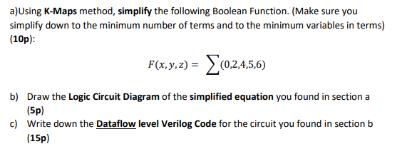 Solved a)Using K-Maps method, simplify the following Boolean | Chegg.com