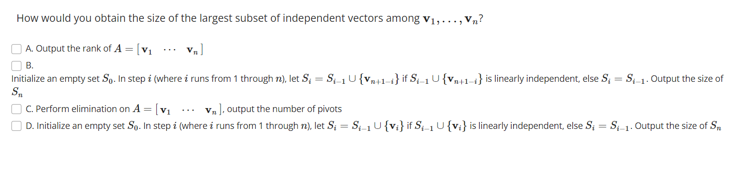 Solved How would you obtain the size of the largest subset | Chegg.com