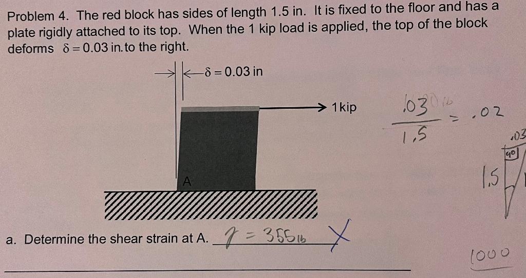 Solved Problem 4. The red block has sides of length 1.5 in. | Chegg.com