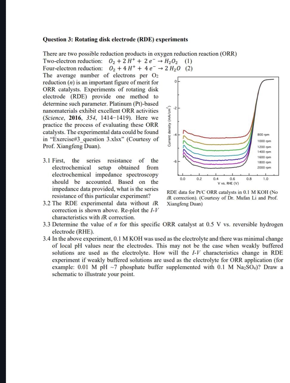 Solved Question 3: Rotating disk electrode (RDE) | Chegg.com