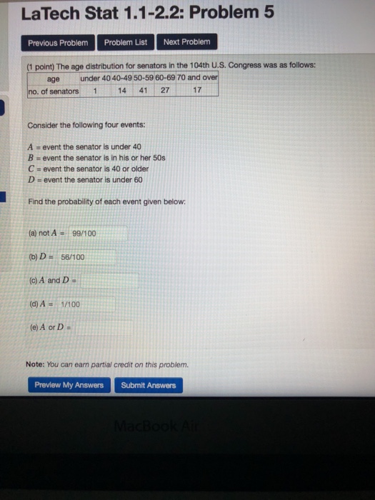 Solved LaTech Stat 1.1-2.2: Problem 5 Previous Problem | Chegg.com