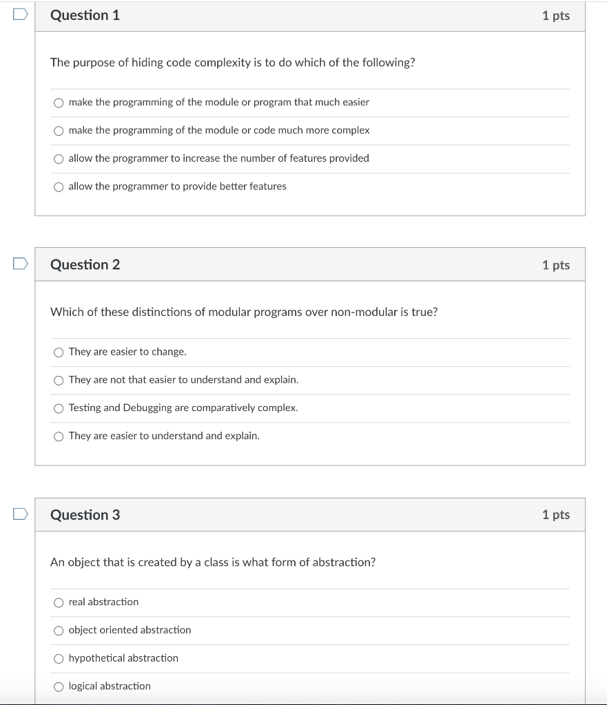 Solved Question 1 1 pts The purpose of hiding code | Chegg.com