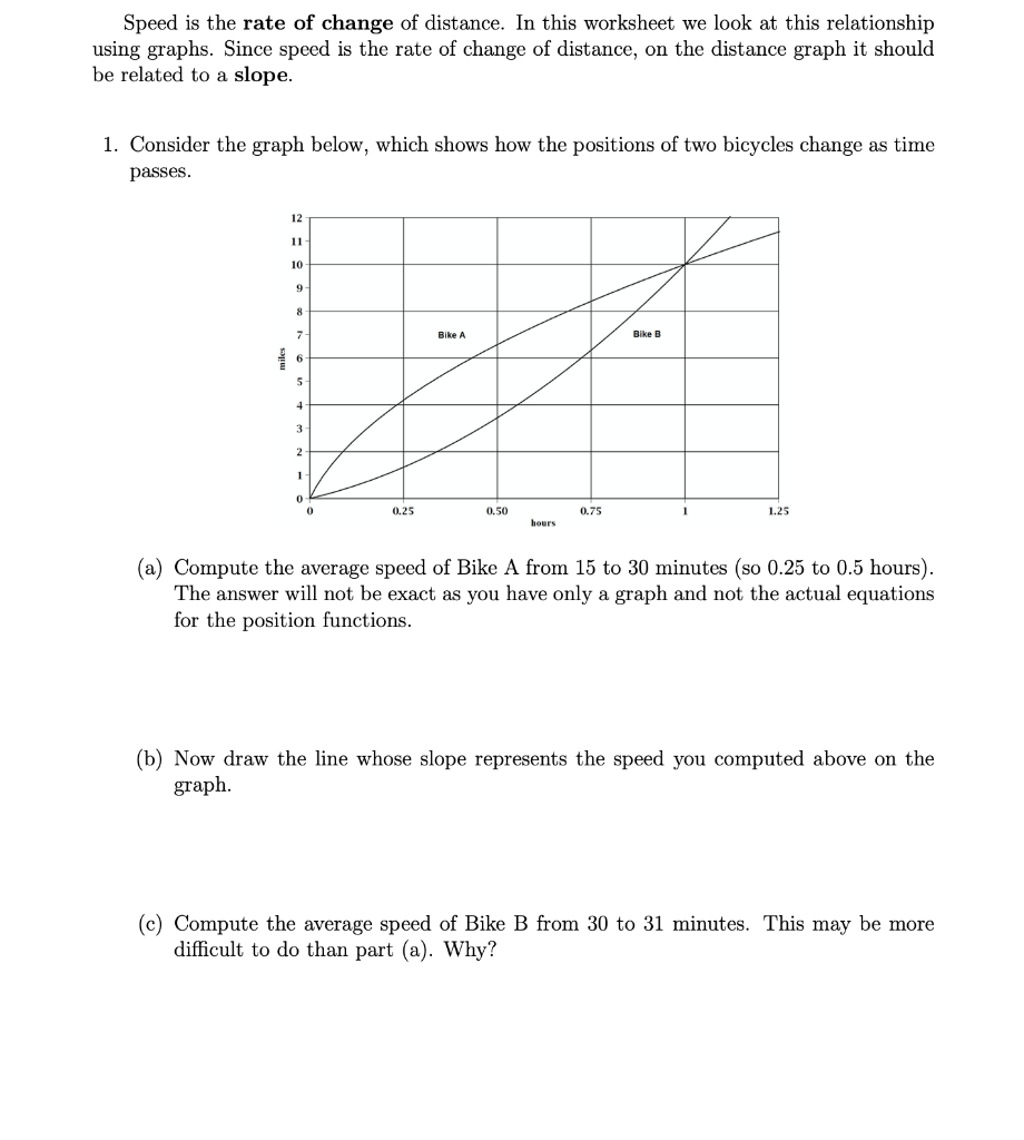 Solved Speed is the rate of change of distance. In this | Chegg.com