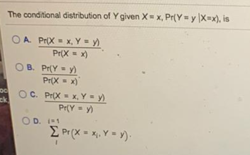 Solved The conditional distribution of Y given X = x, Pr(Y = | Chegg.com