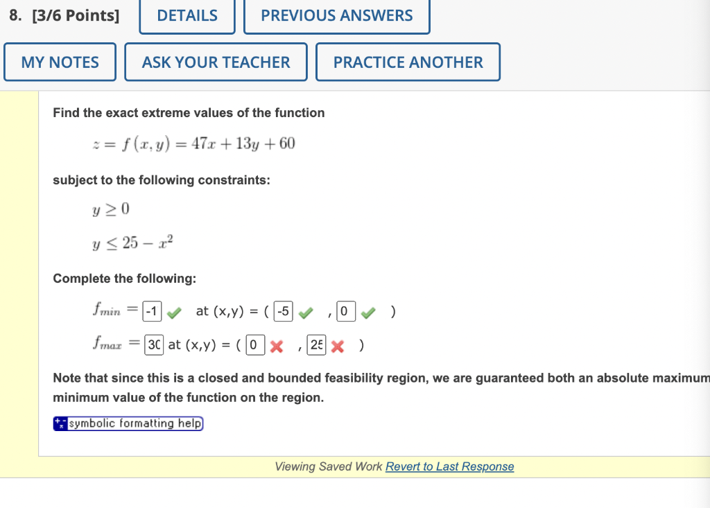 Solved Find the exact extreme values of the function | Chegg.com