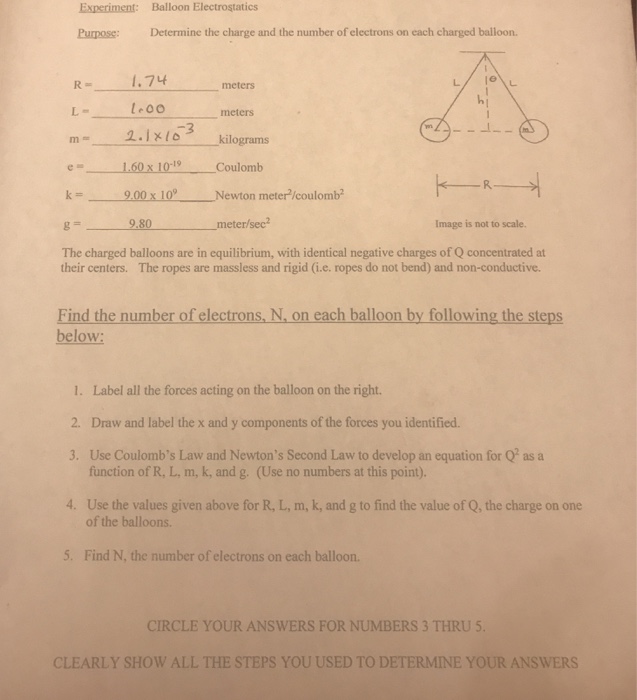 Solved Experiment: Balloon Electrostatics Purpose: Determine | Chegg.com Solved Experiment: Balloon Electrostatics Purpose: Determine | Chegg.com