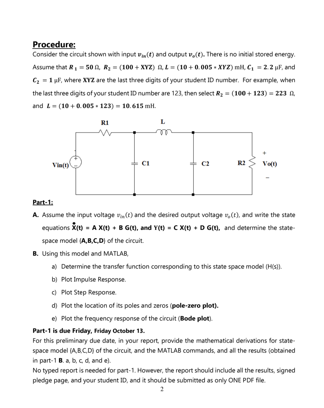 Solved Procedure: Consider the circuit shown with input vin | Chegg.com