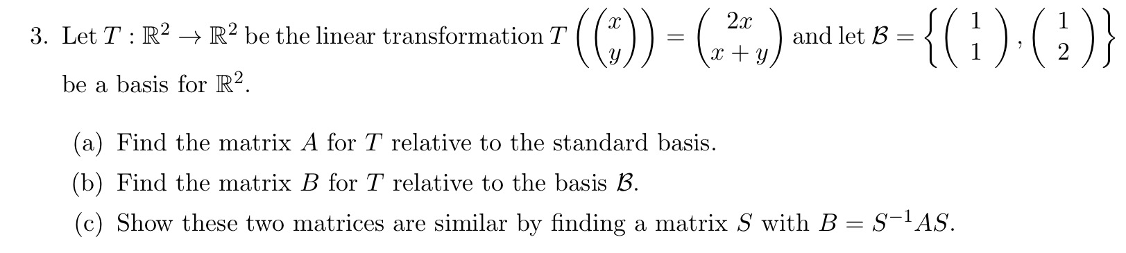 Solved Linear algebra: Let T:R2 -> R2 be the linear | Chegg.com