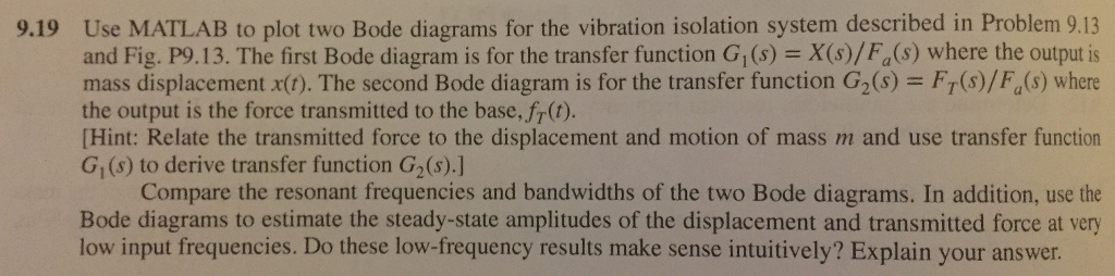 Use MATLAB to plot two Bode diagrams for the | Chegg.com