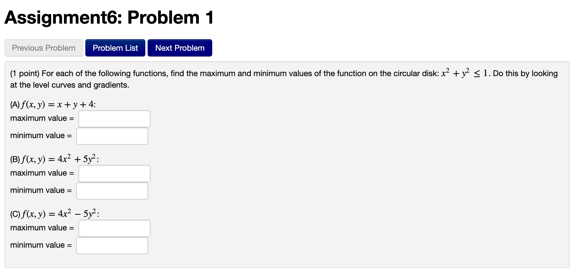 Solved Assignment6 Problem 1 Previous Problem Problem List 2332