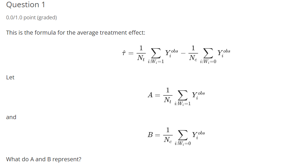 Solved This is the formula for the average treatment effect: | Chegg.com